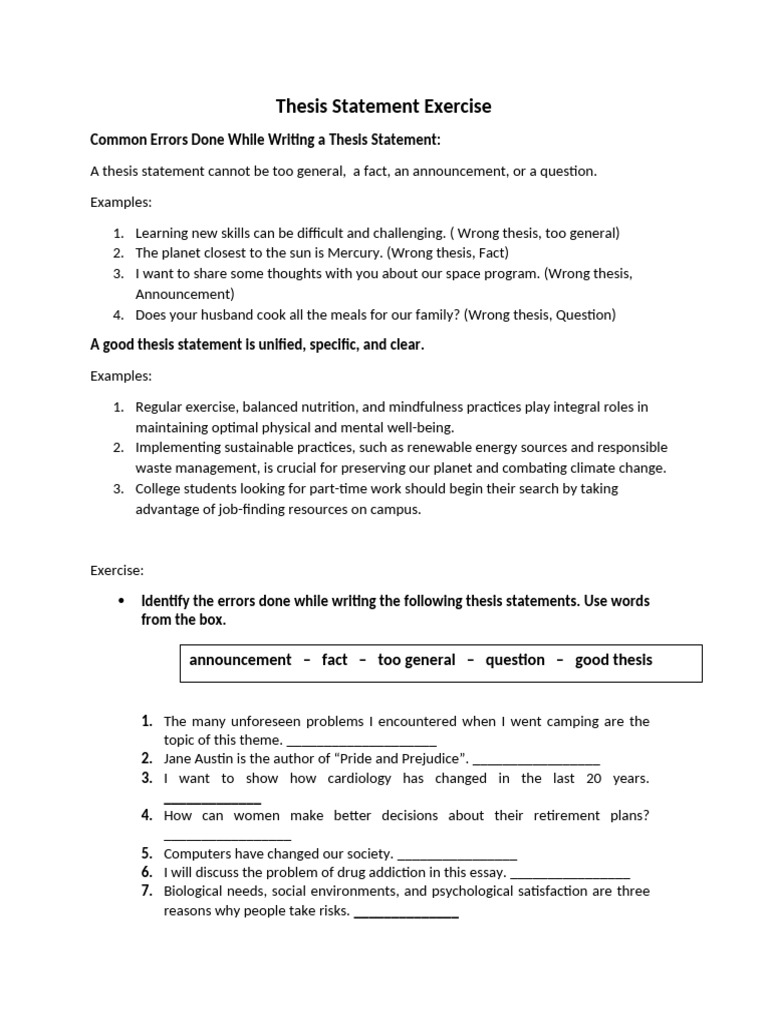 Thesis Statement Writing Guide | PDF | Thought | Learning