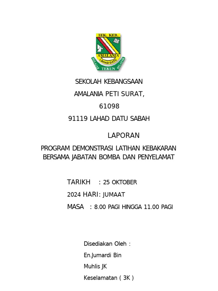 Kertas Kerja Latihan Kebakaran Skald 2024 | PDF
