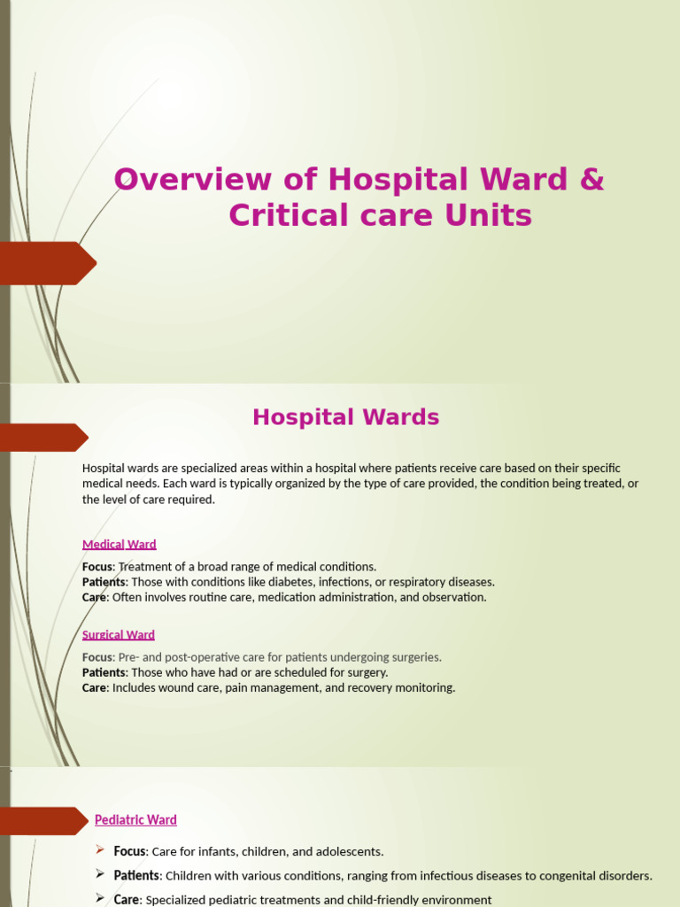 Overview - Wards and CCU | PDF | Intensive Care Unit | Intensive Care ...