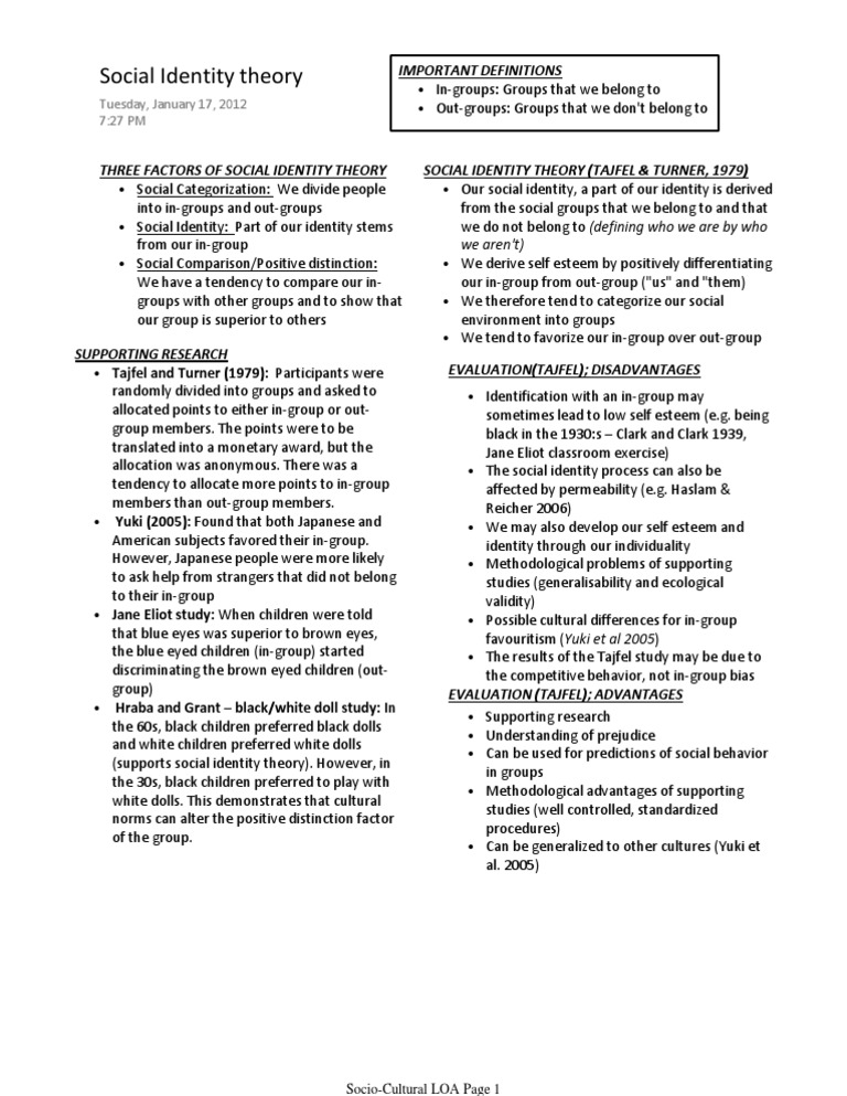 Social Identity Theory | PDF
