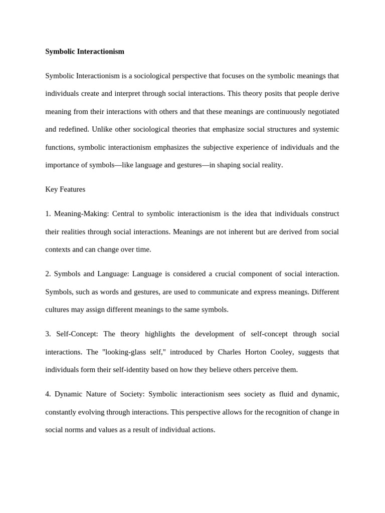 Symbolic Interactionism | PDF | Science | Psychological Concepts