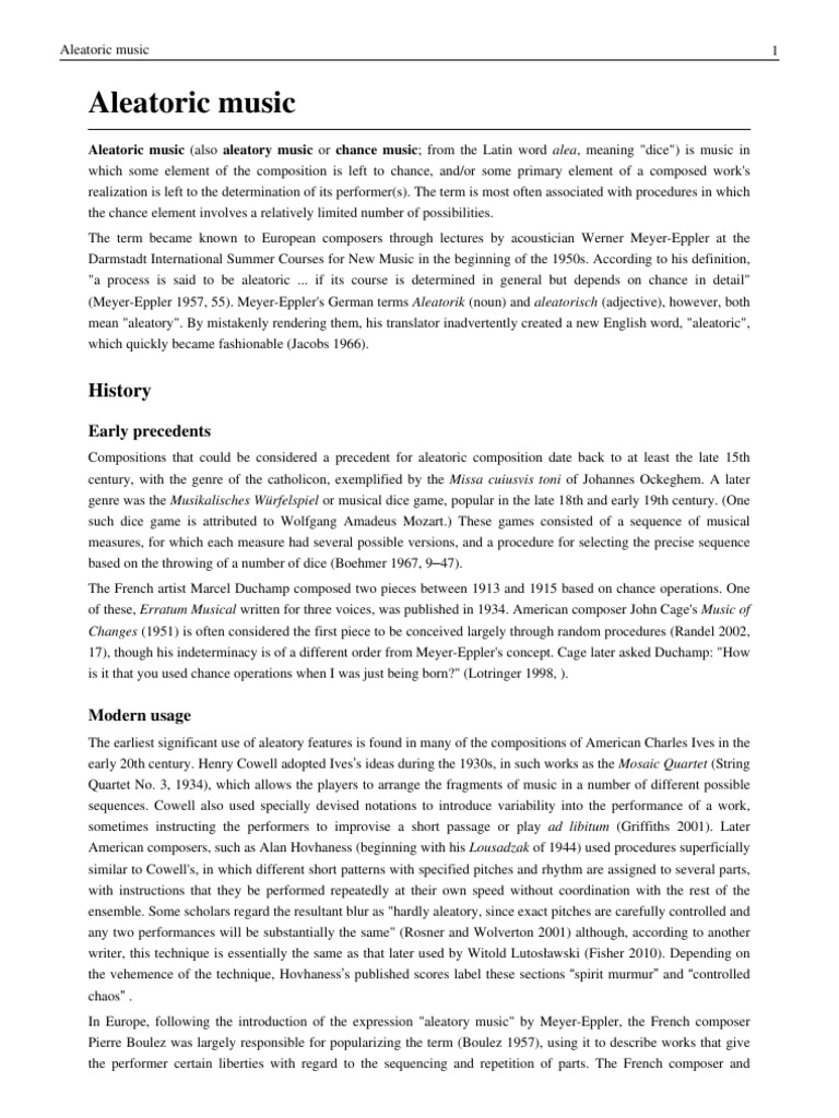 Aleatorika | PDF | Musical Compositions | Classical And Art Music ...