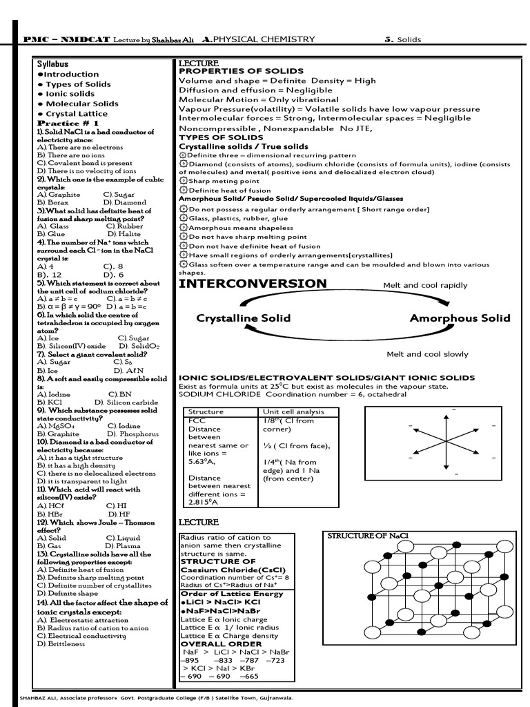 Lec Unit 5 Solids | PDF | Solid | Ion