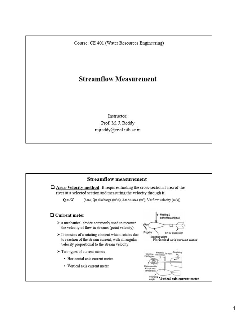 Streamflow Measurement Techniques | PDF | Discharge (Hydrology ...
