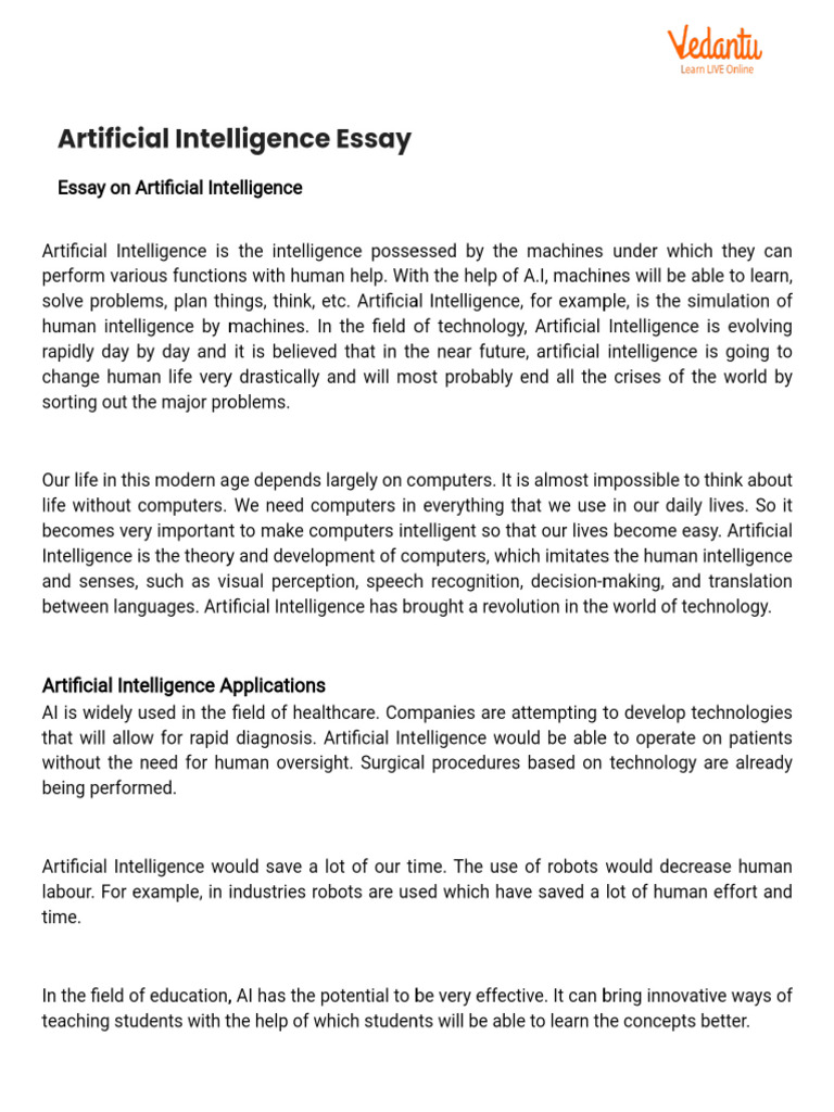 Artificial Intelligence Essay | PDF