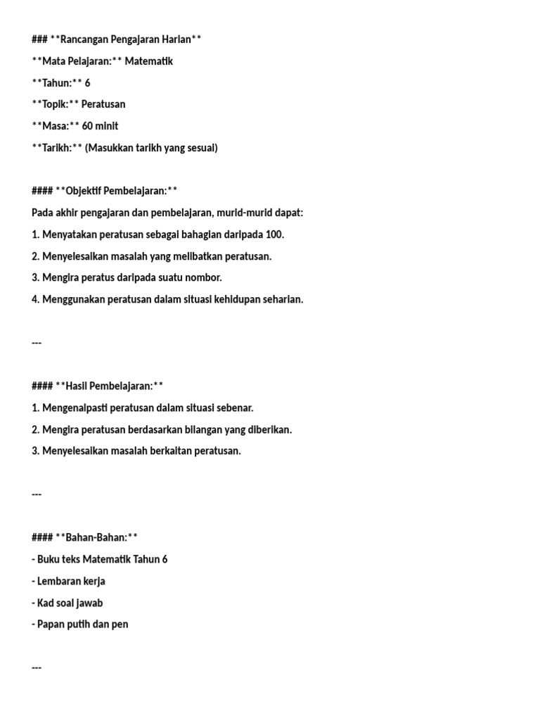 Lesson Plan Math 6 | PDF