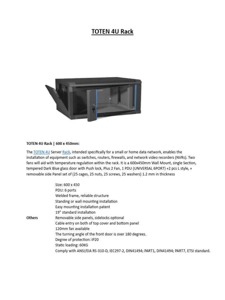TOTEN 4U Server Rack Overview | PDF