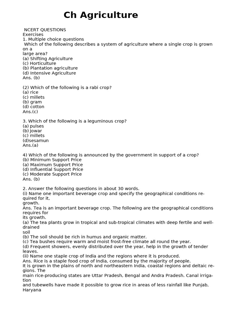 CH Agriculture Notes | PDF | Agriculture | Legume