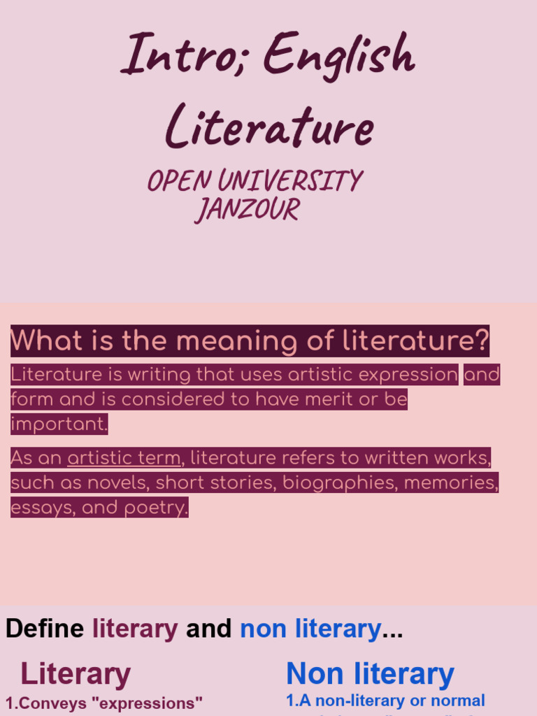 Intro English Literature | PDF | Genre | Poetry