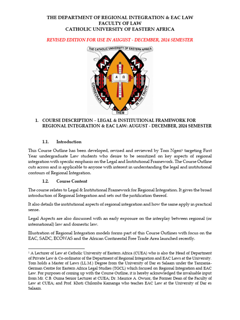EAC Law and Regional Integration Framework | PDF | Regional Integration ...