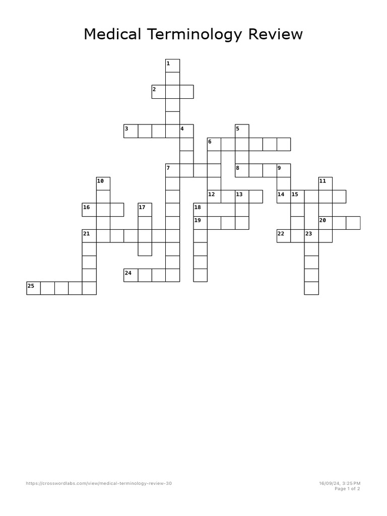 Medical Terminology Review - Crossword Labs | PDF | Medical Specialties ...
