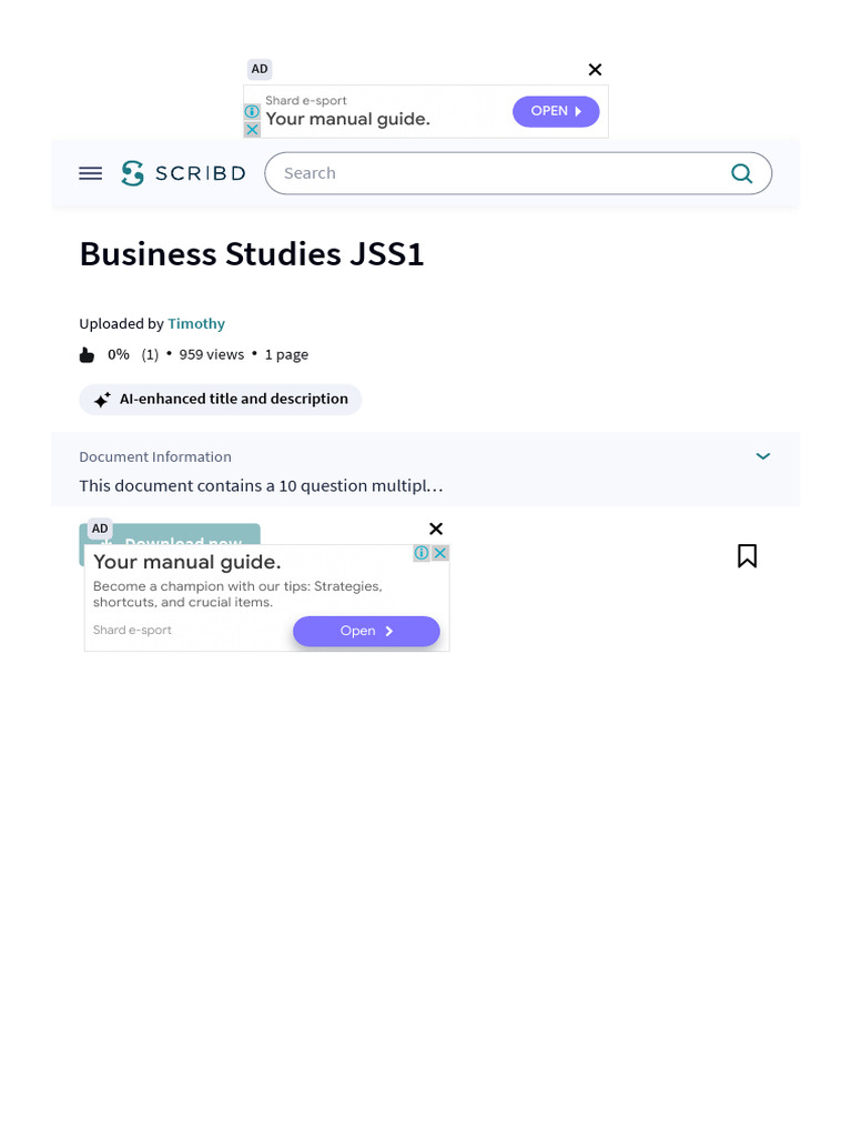 Business Studies JSS1: Your Manual Guide | PDF | Scribd | Computing