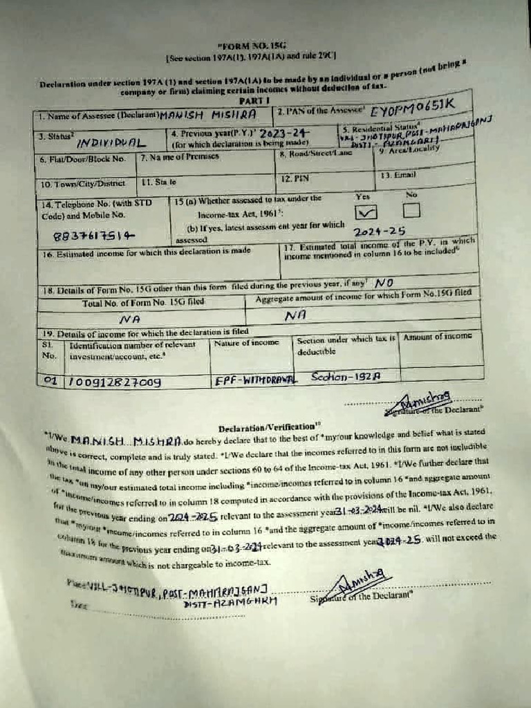 15 g manish | PDF | Personal Finance | Taxes