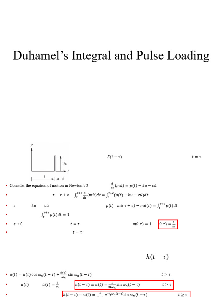 Duhamel's Integral and Pulse Loading | PDF | Damping | Mathematical ...
