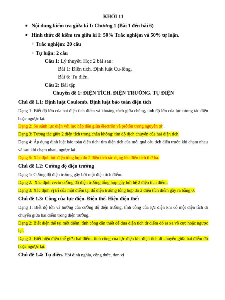 L11 - ÔN TẬP KT GIỮA HKI NH 2022-2023 | PDF