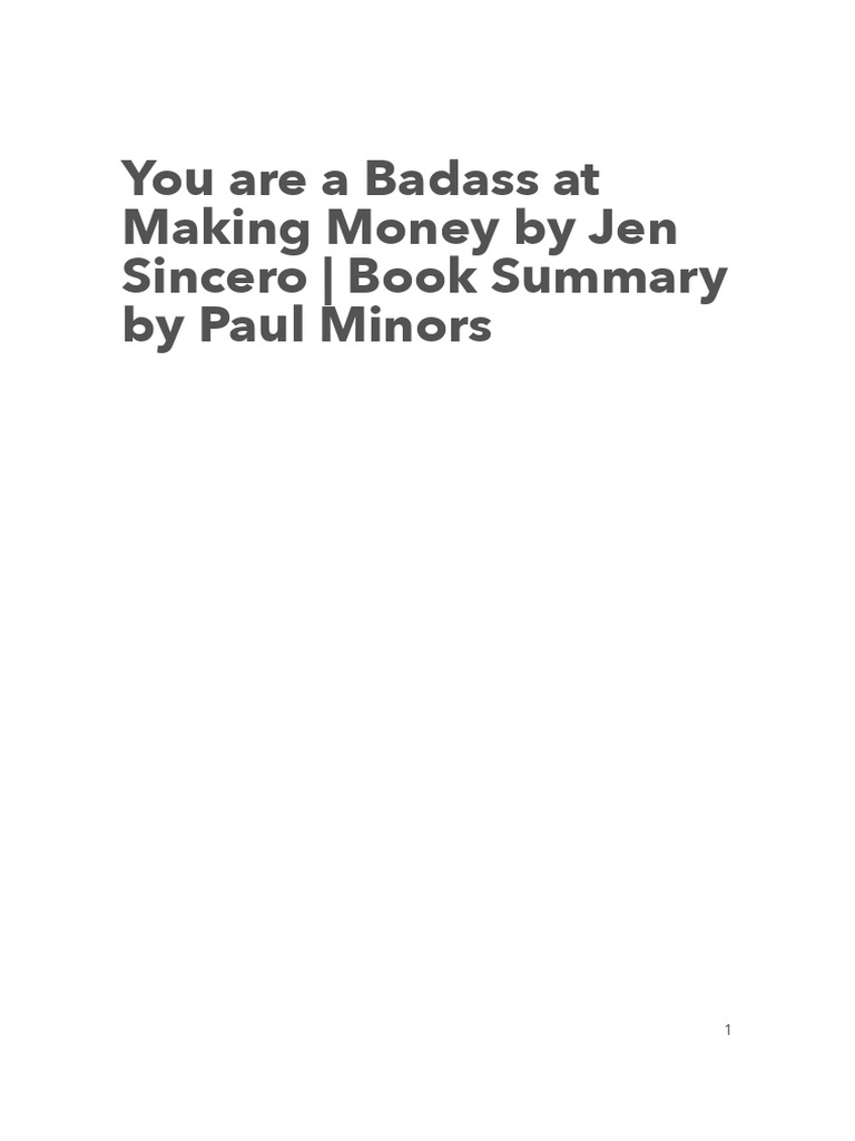 Badass Money Mindset Summary | PDF | Thought | Mindset