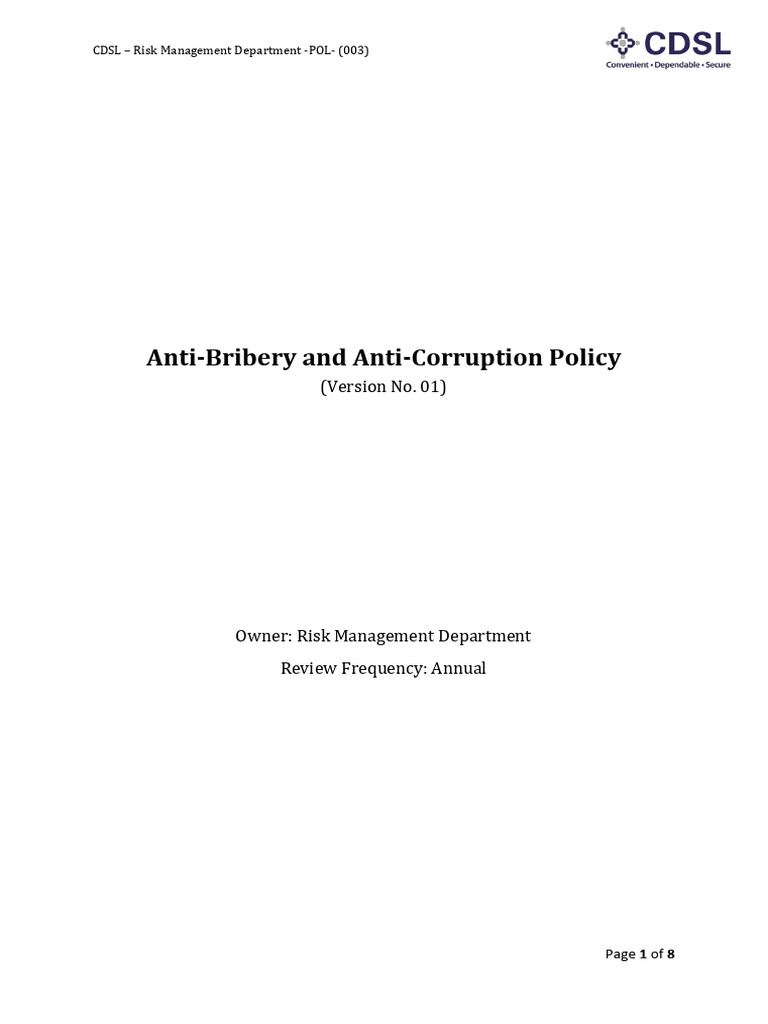Anti Bribery and Anti Corruption Policy | PDF | Bribery | Corruption
