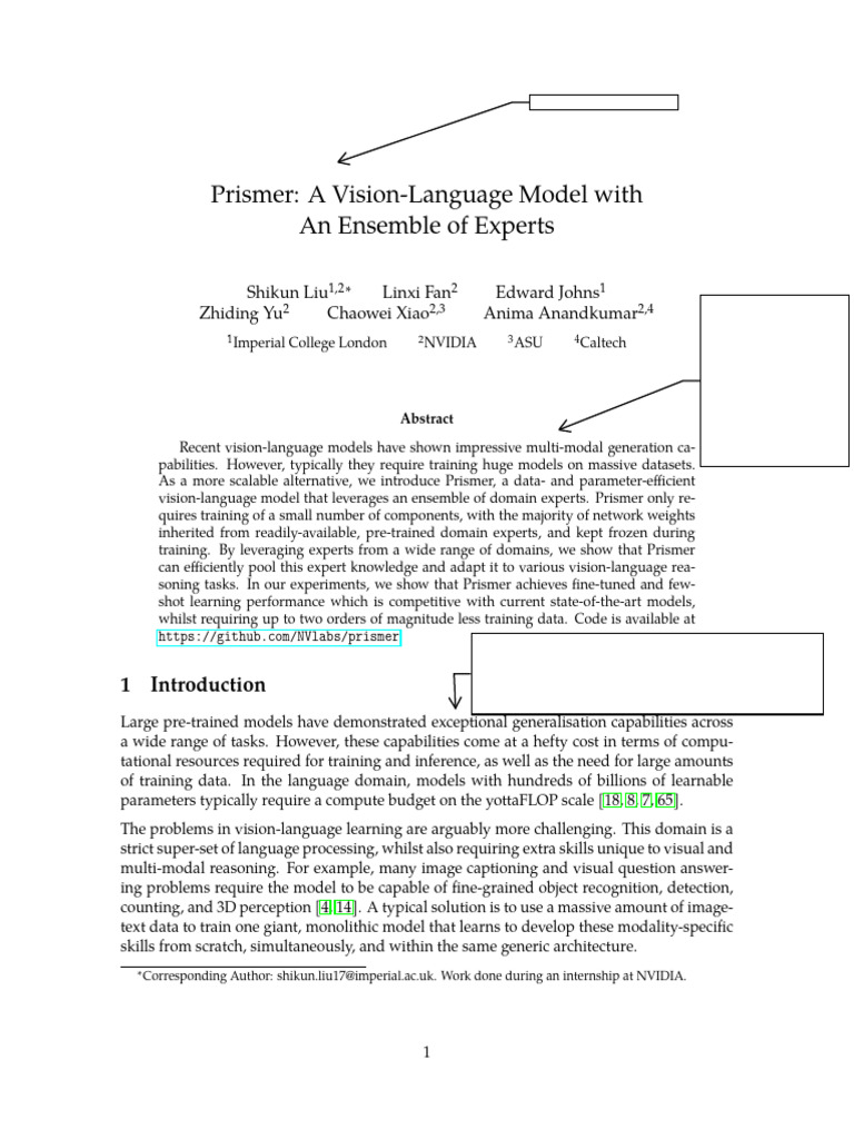Prismer：具有专家集合的视觉语言模型 - 副本 | PDF | Applied Mathematics | Artificial ...