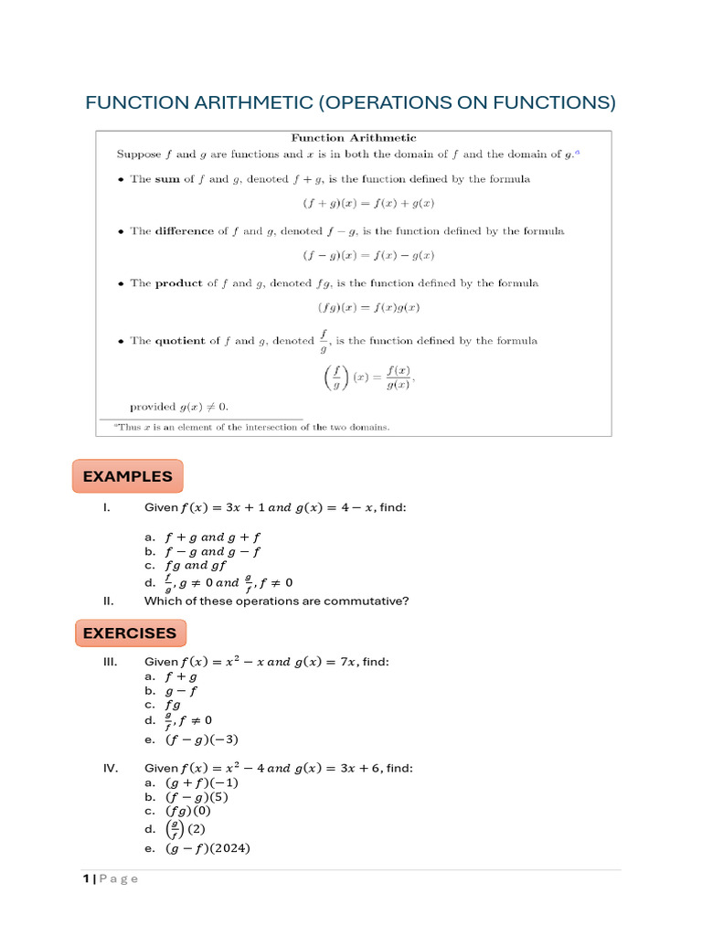 Lecture 5 - Function Arithmetic | PDF