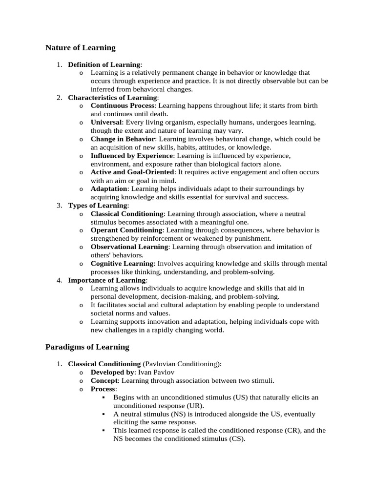 Learning | PDF | Learning | Classical Conditioning