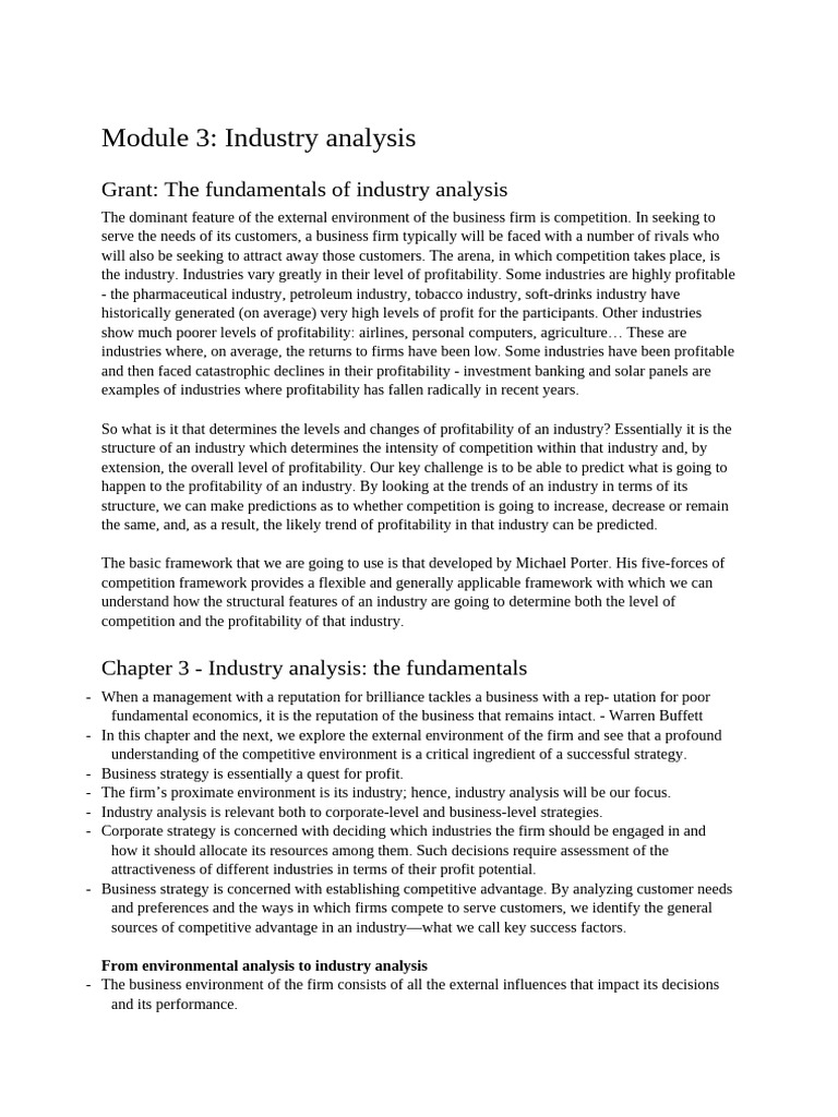 Module 3 - Industry Analysis | PDF | Business Model | Game Theory