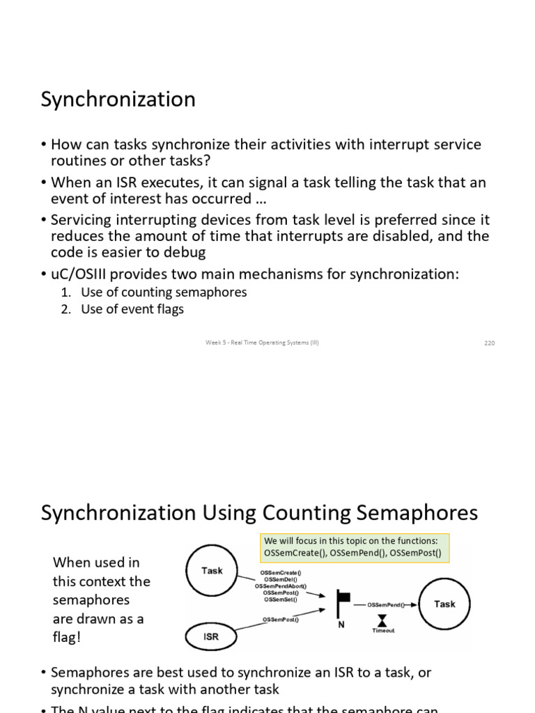 Synchronization in RTOS: Semaphores & Event Flags | PDF | Computing ...