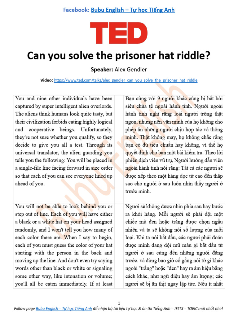 Can You Solve The Prisoner Hat Riddle | PDF