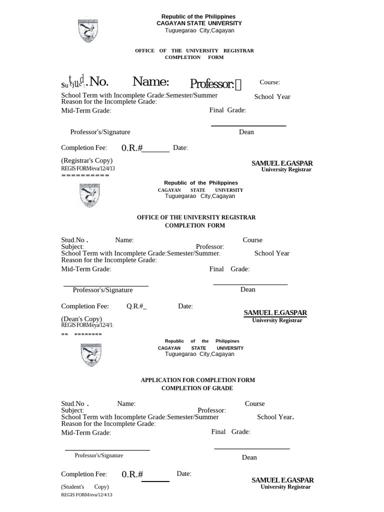 Completion Form | PDF