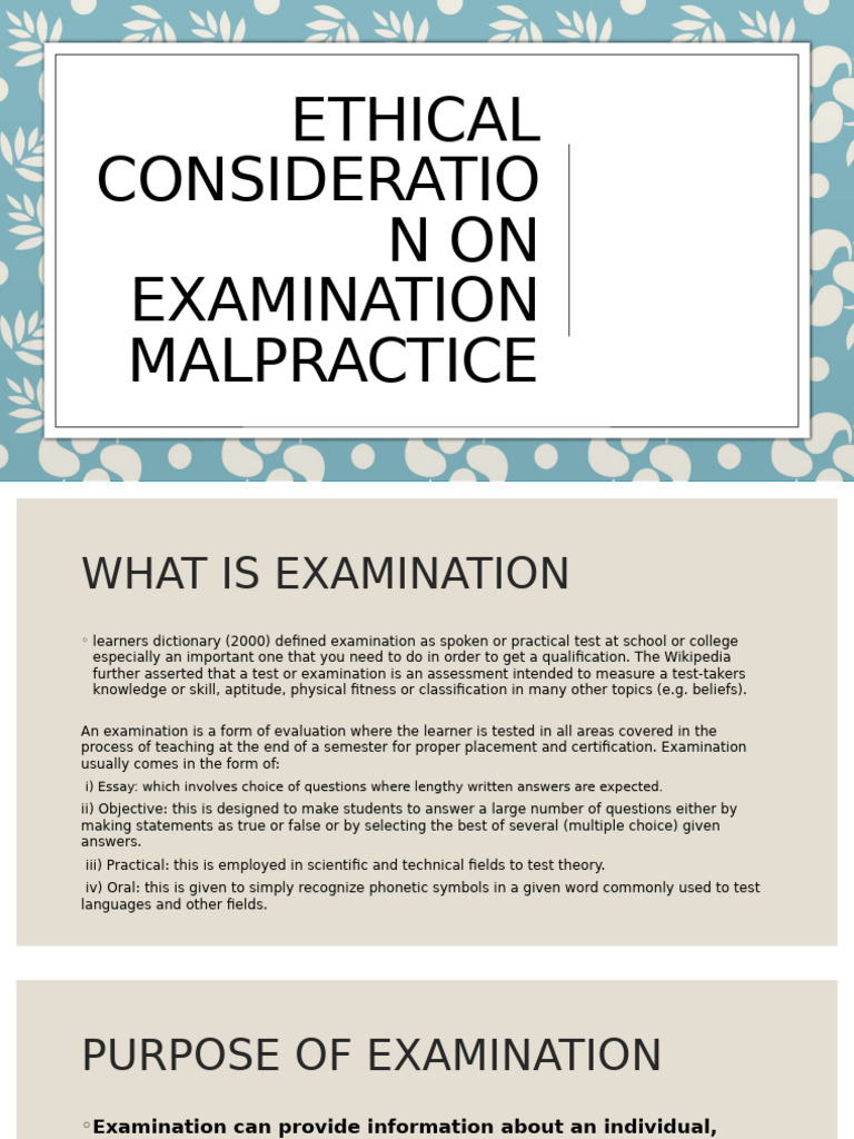 Presentation 3 - Exam Malpractice | PDF | Cognition
