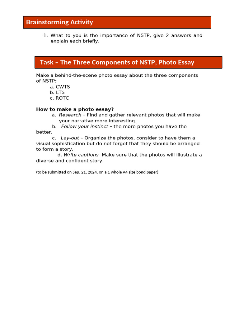 NSTP Activity 1 Sep. 21 | PDF