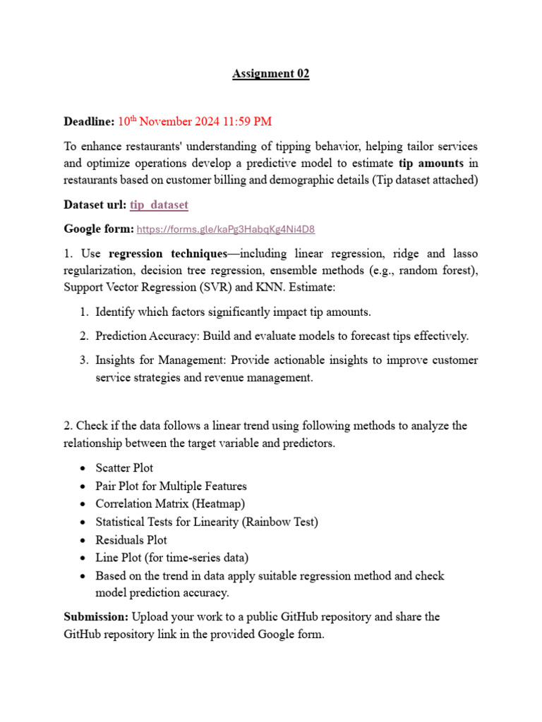 Assignment - 02 (Regression Problem) | PDF