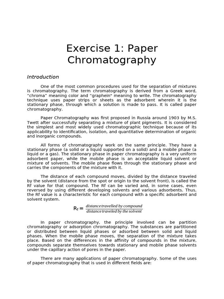Paper Chromatography Guide | PDF | Chromatography | Elution