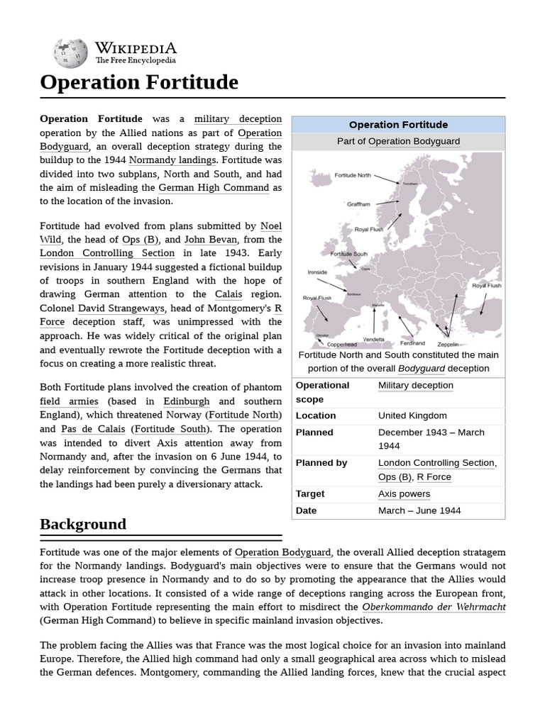 Operation Fortitude | PDF | Military | Military Operations