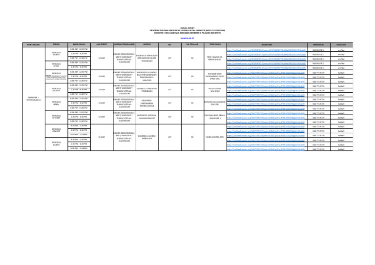 DPLI UKM 2024/2025 Class Schedule | PDF