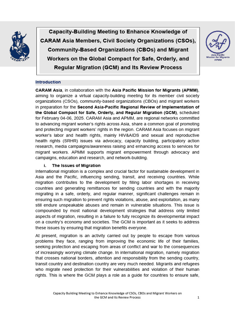 Final Concept Note - Joint Capacity Building Meeting On GCM and Its ...