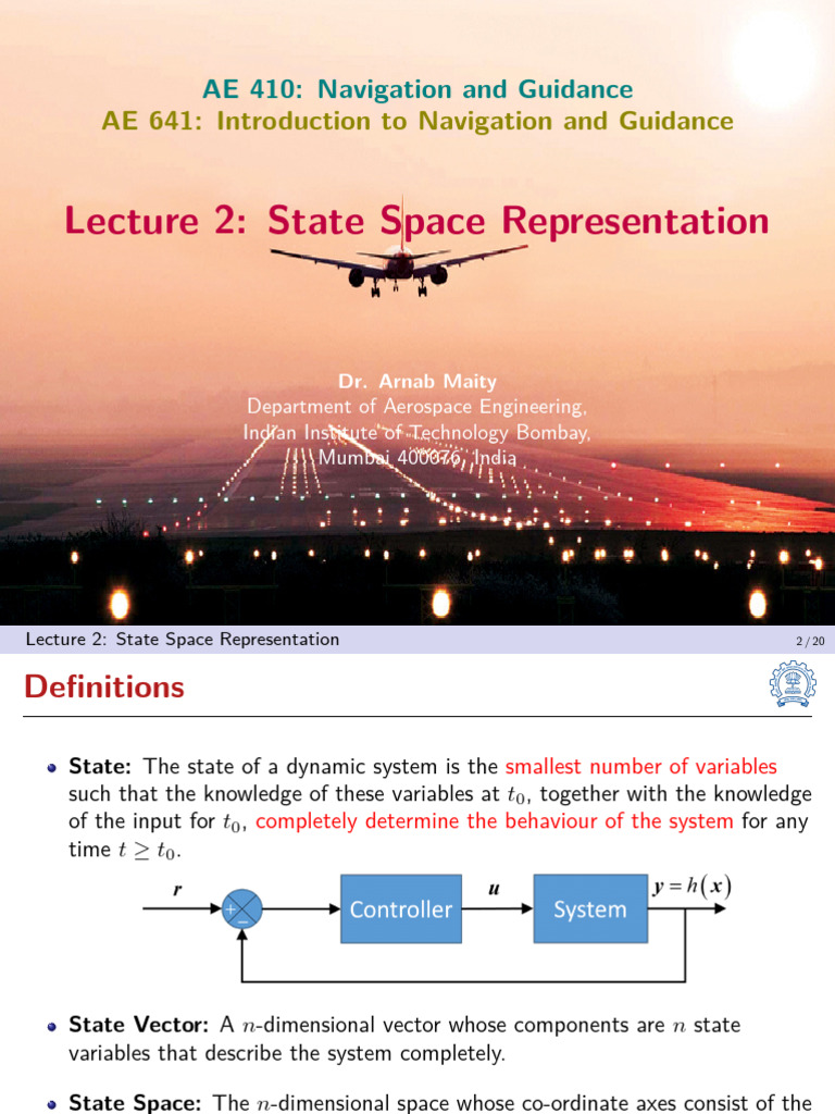 Lecture 2-State Space Rep-2024-AE 410 & AE 641-AM | PDF | Nonlinear System | Mathematical Physics