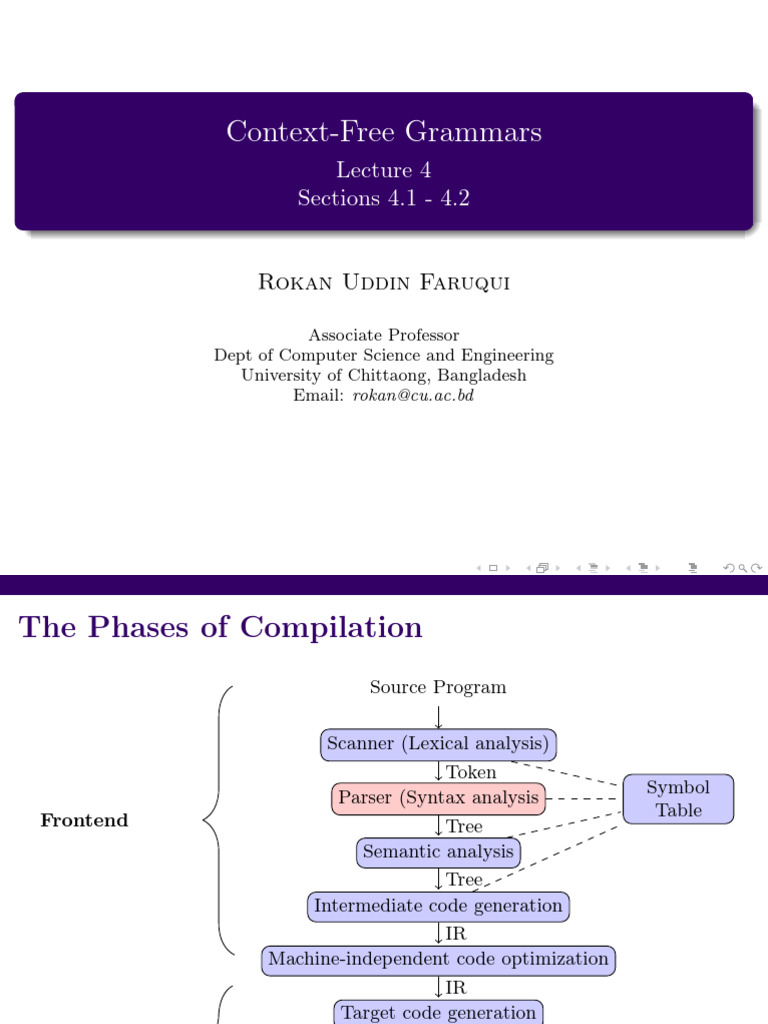 Lecture 4 Context Free Grammars Pdf Parsing Grammar