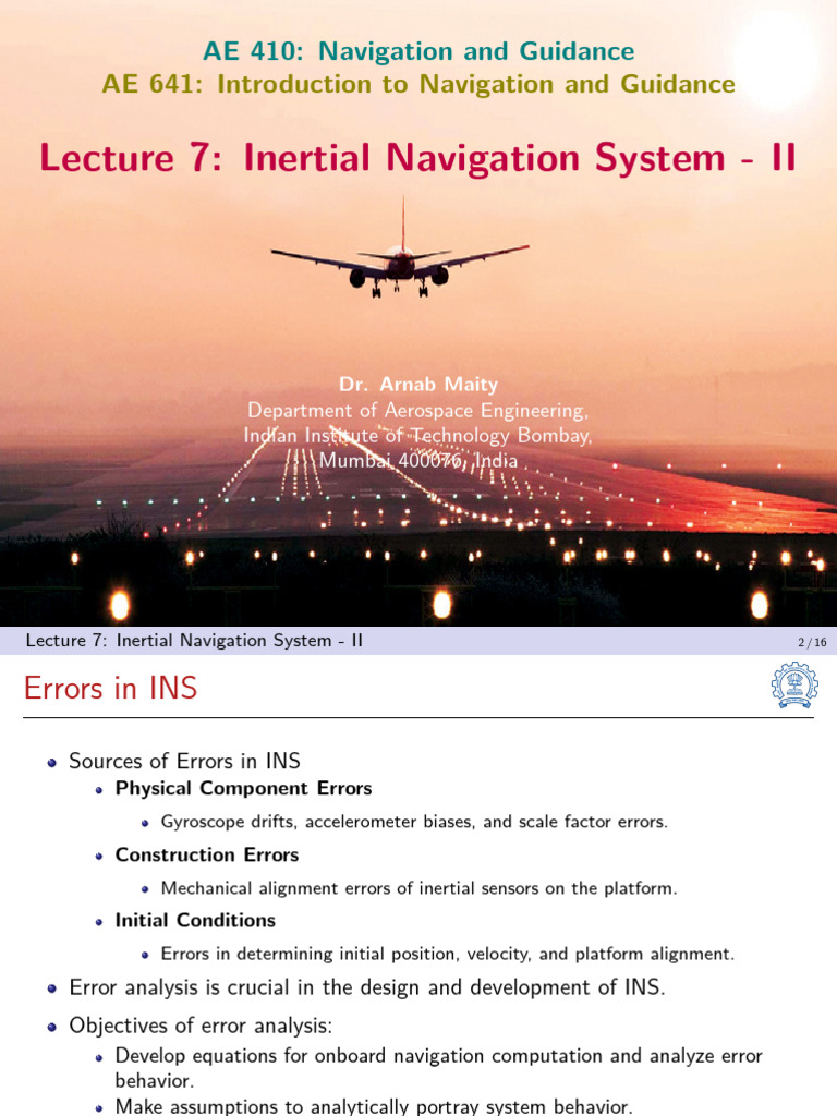 Lecture 7-INS-II-2024-AE 410 & AE 641-AM | PDF | Inertial Navigation ...