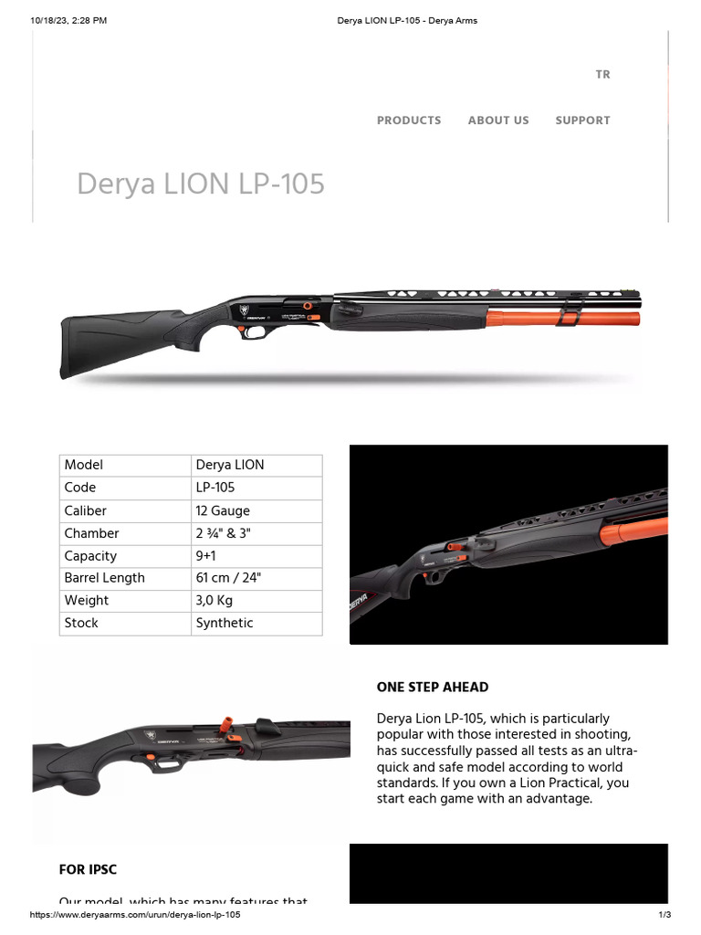 Derya LION LP-105 - Derya Arms | PDF | Gun Barrel | Caliber