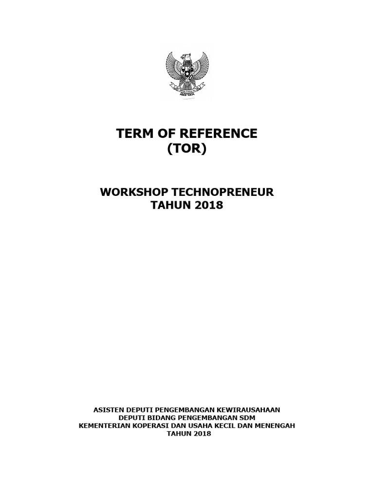 Term of Reference (TOR) : Workshop Technopreneur TAHUN 2018 | PDF