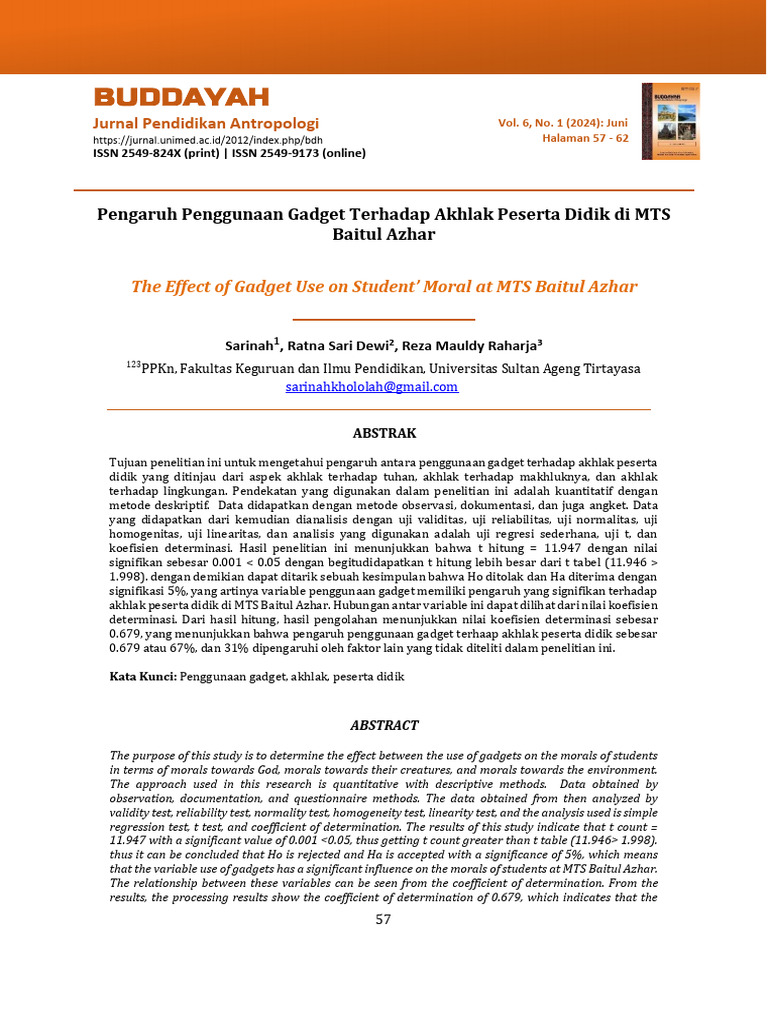 Jurnal S6, Regresi Linear Sederhana | PDF | Komputer