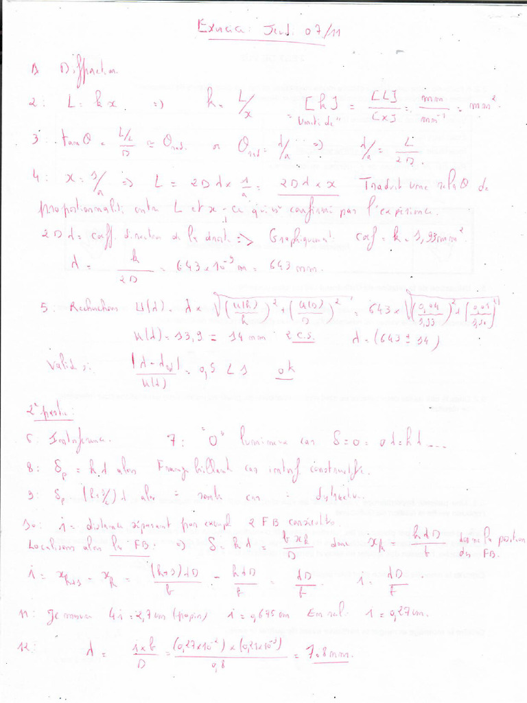 Corrigé Exercice Diffraction - Interference | PDF