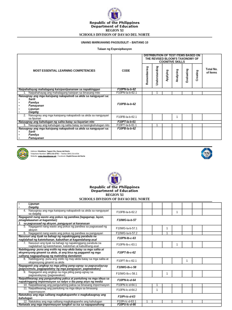 Filipino 10 Tos | PDF