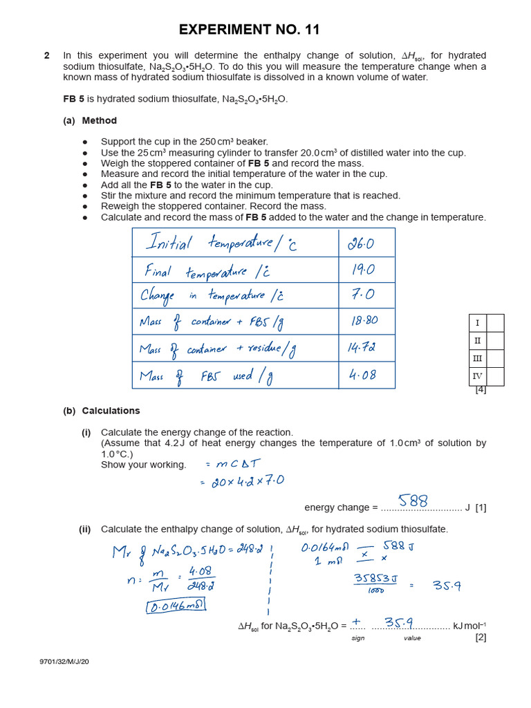 Experiment No. 11. Enthalpy Change | PDF | Applied And Interdisciplinary Physics | Thermodynamics