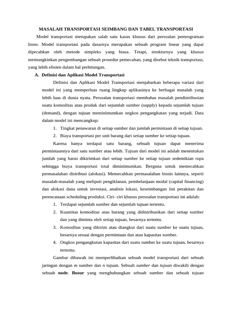 Tabel Model Transportasi Efisien | PDF | Pengelolaan Keuangan & Uang