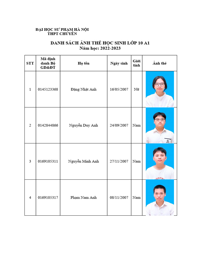 Ảnh Thẻ 10A1 | PDF