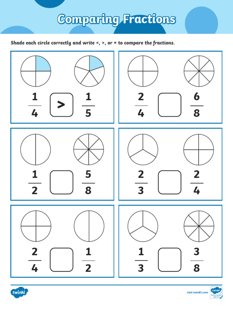 Maths Color Comparing Fractions Worksheet | PDF