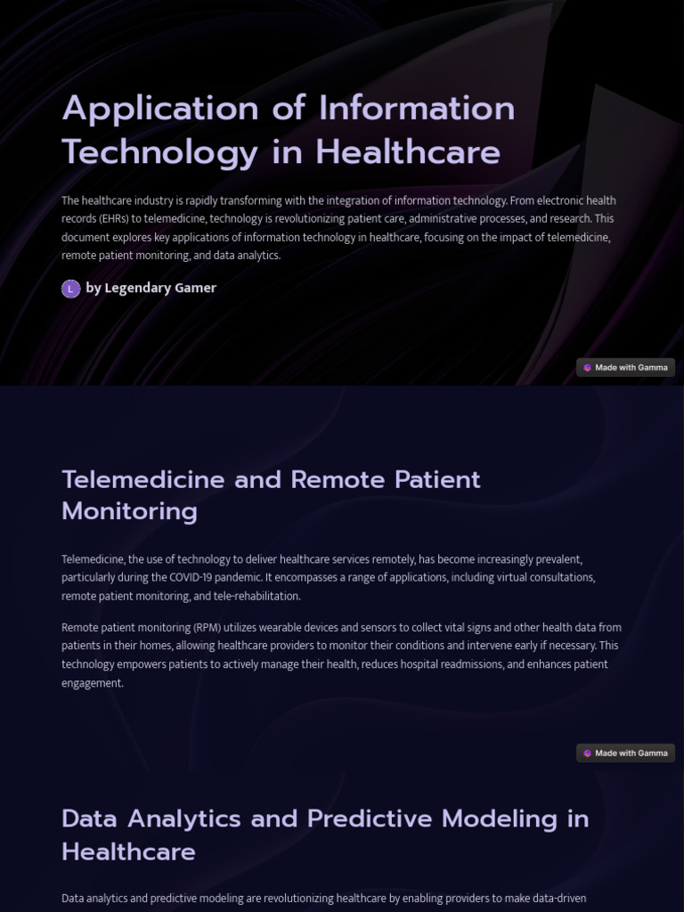 Application of Information Technology in Healthcare | PDF