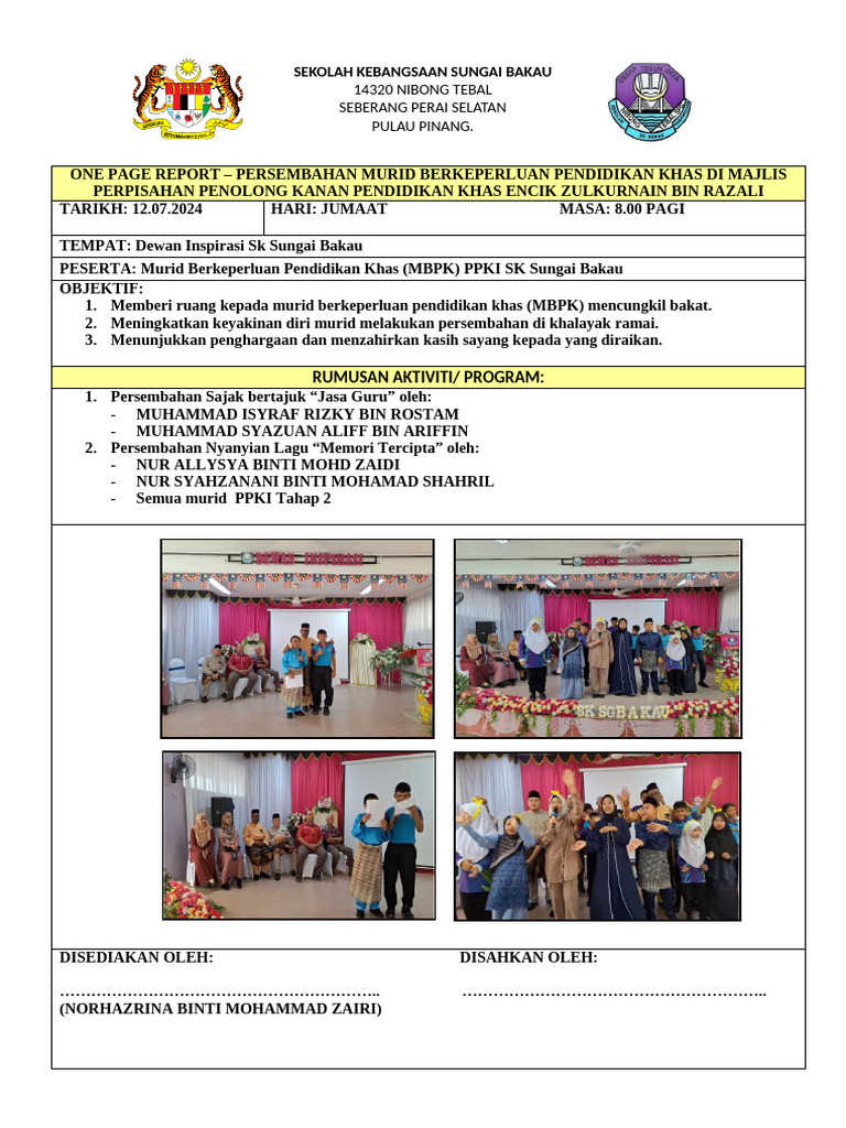 Opr Persembahan Murid Ppki | PDF