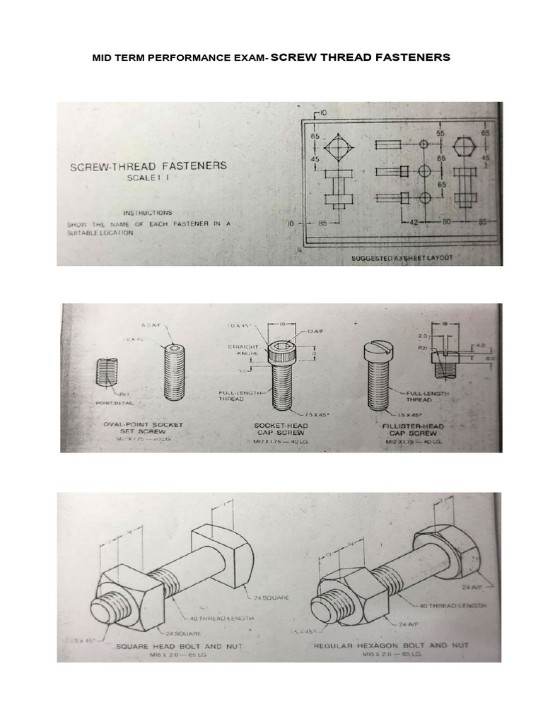 Mid Term Performance Exam Screw Thread Fasteners 1 | PDF | Technology ...